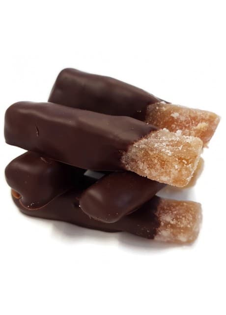 Candied Ginger Sticks in Dark Belgian Chocolate