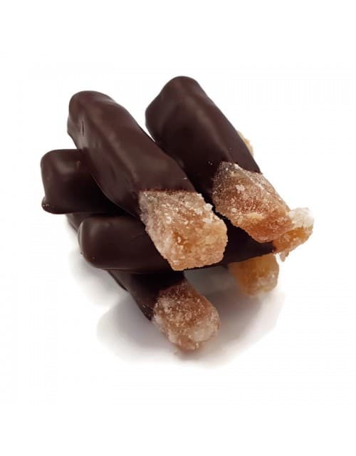 Candied Ginger Sticks in Dark Belgian Chocolate