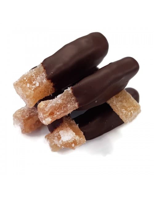 Candied Ginger Sticks in Dark Belgian Chocolate